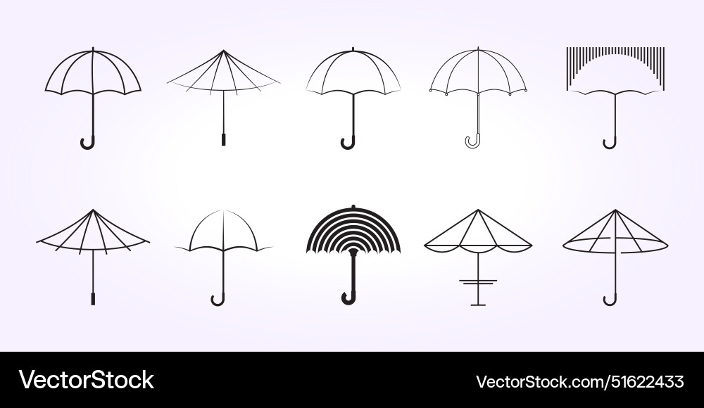 Minimalist Schirm Linie Kunst Logo Symbol Vorlage Vektorbild