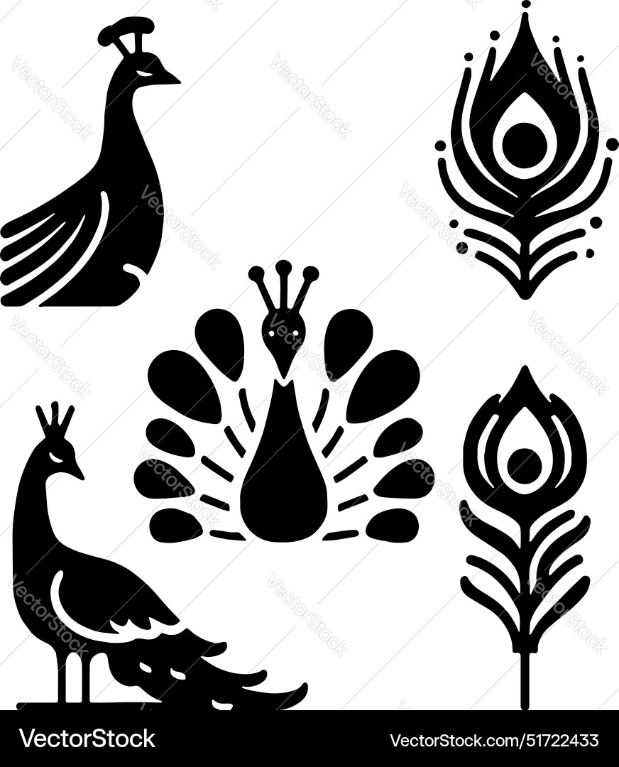 Peacock icon set Royalty Free Vector Image - VectorStock