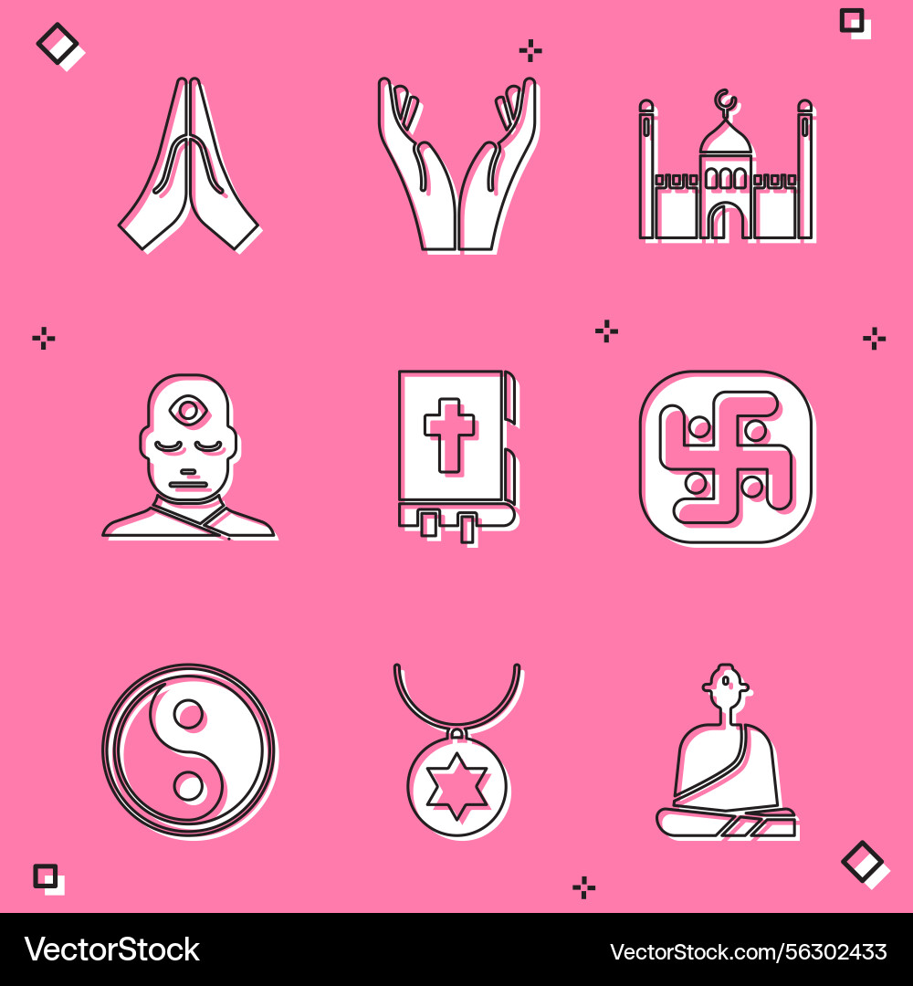 Prayer Symbol Set - Diverse Faiths Royalty Free Vector Image