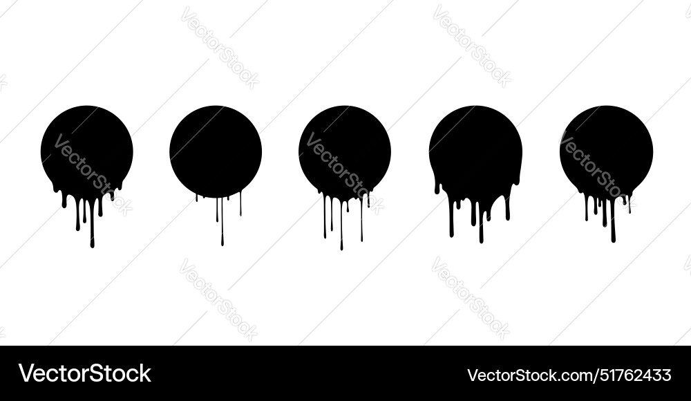 Set of five design elements circles dripping down Vector Image