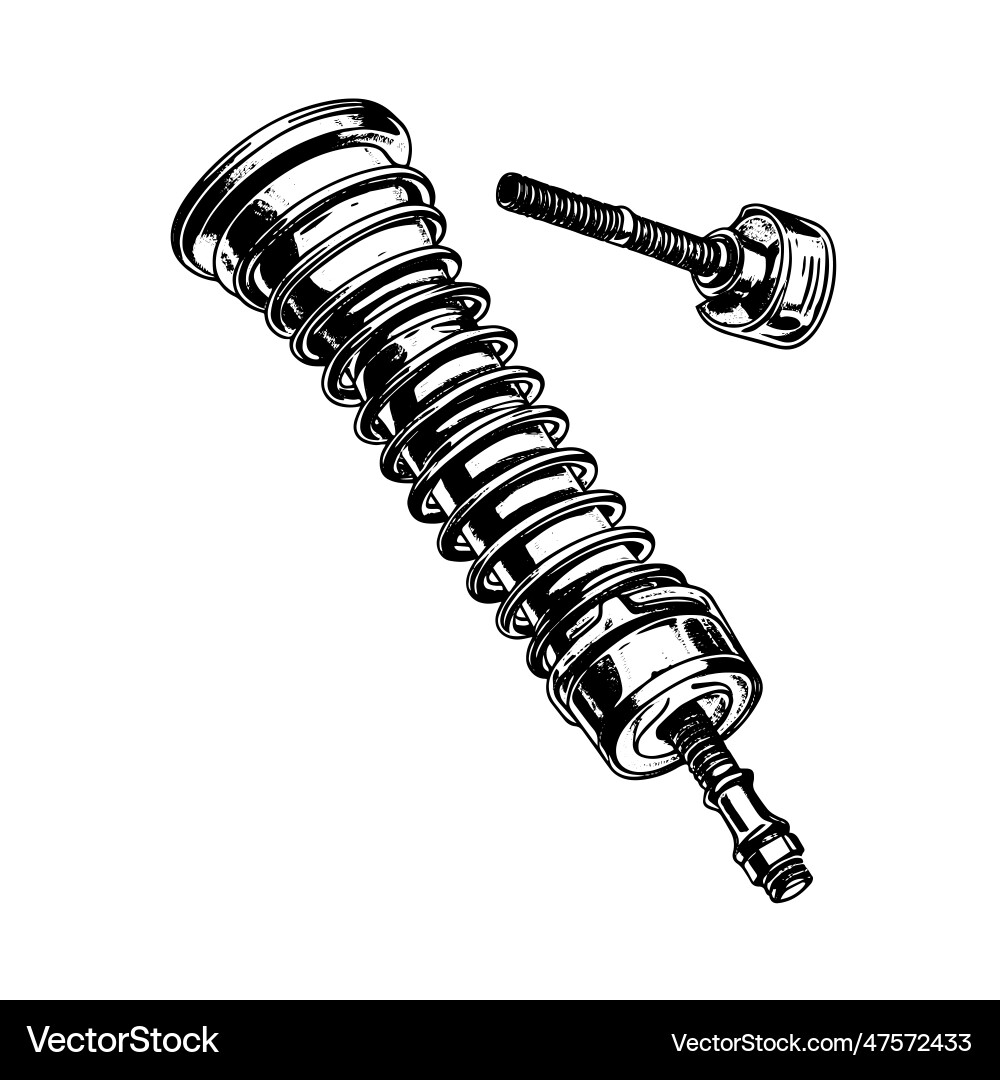 Shock absorber drawing isolated hand drawn Vector Image