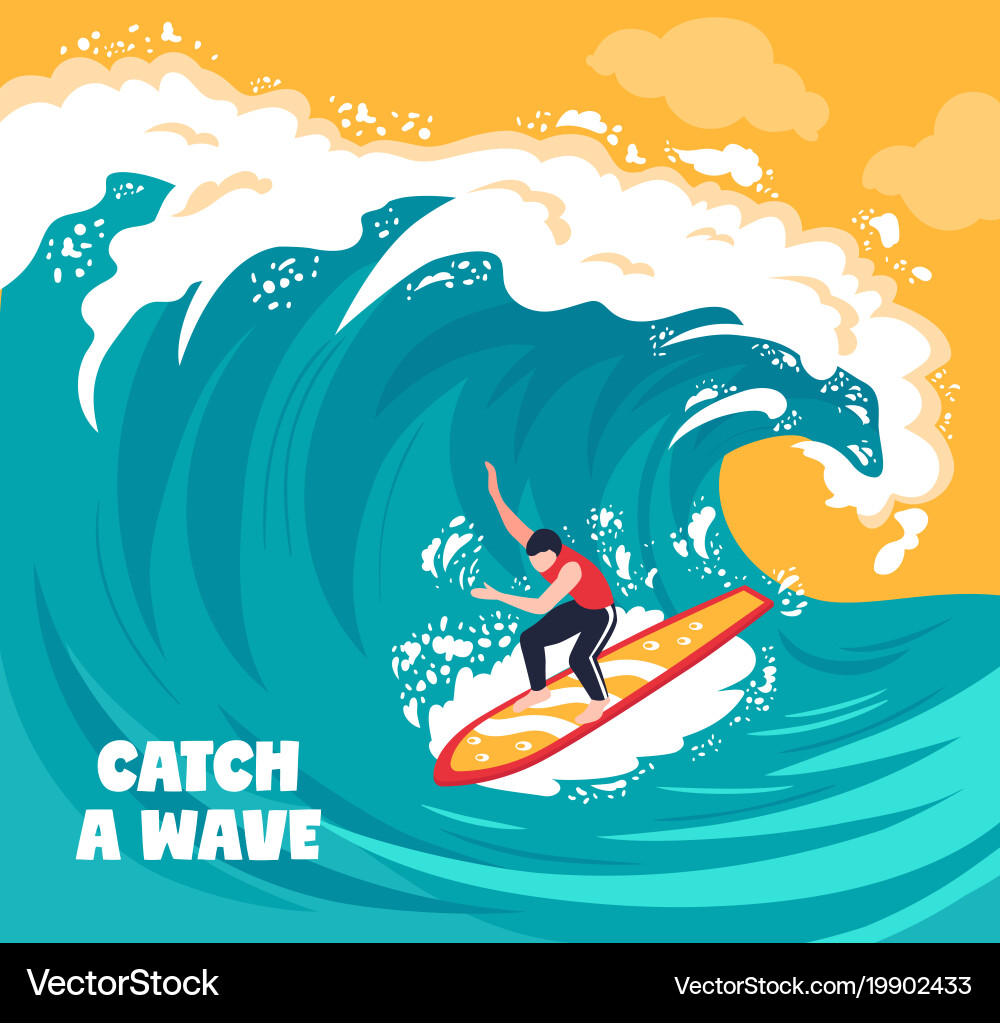 Surfing water wave background Royalty Free Vector Image