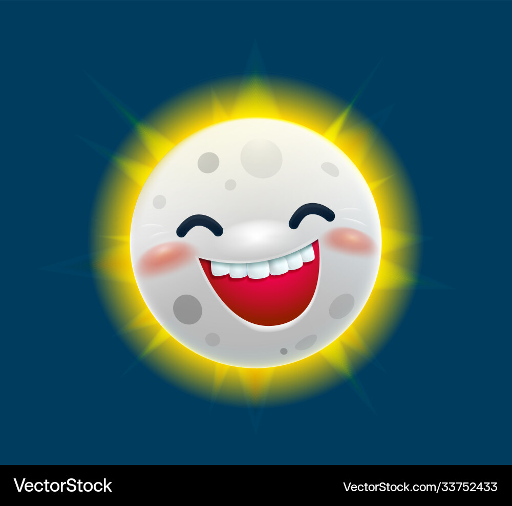 Total solar eclipse with smiling face moon Vector Image