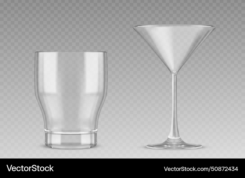 3d cocktail glass set on transparent background Vector Image