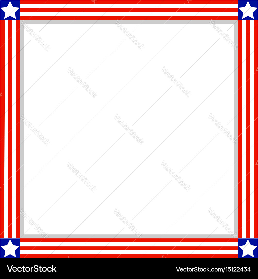 American flag symbols border frame Royalty Free Vector Image