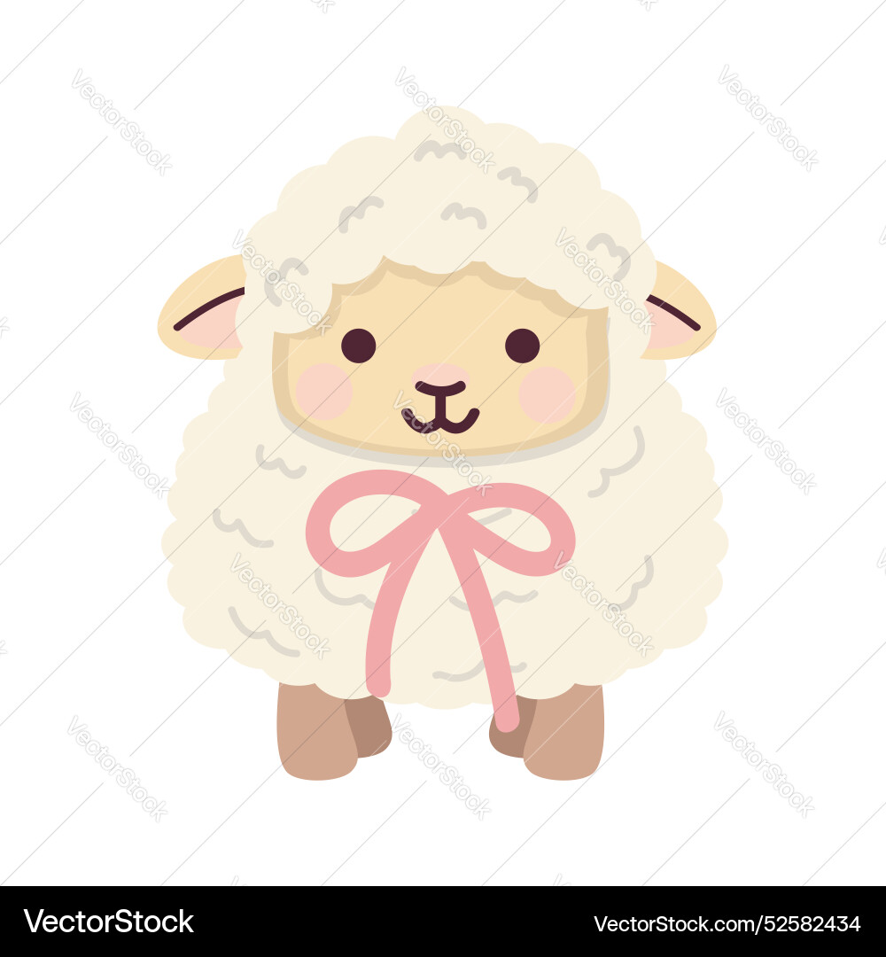 Cute little lamb cartoon character Royalty Free Vector Image