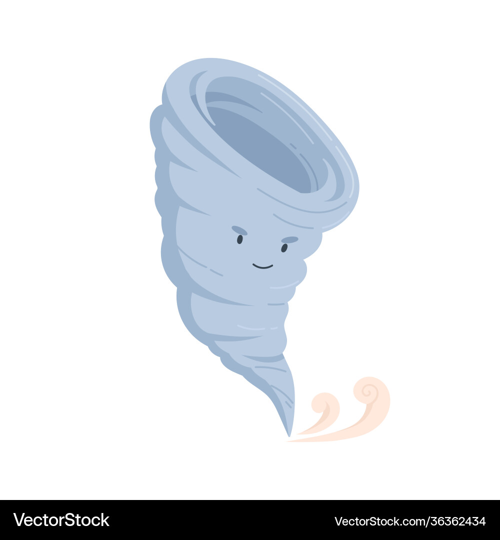 Cute tornado or storm character with frowned Vector Image
