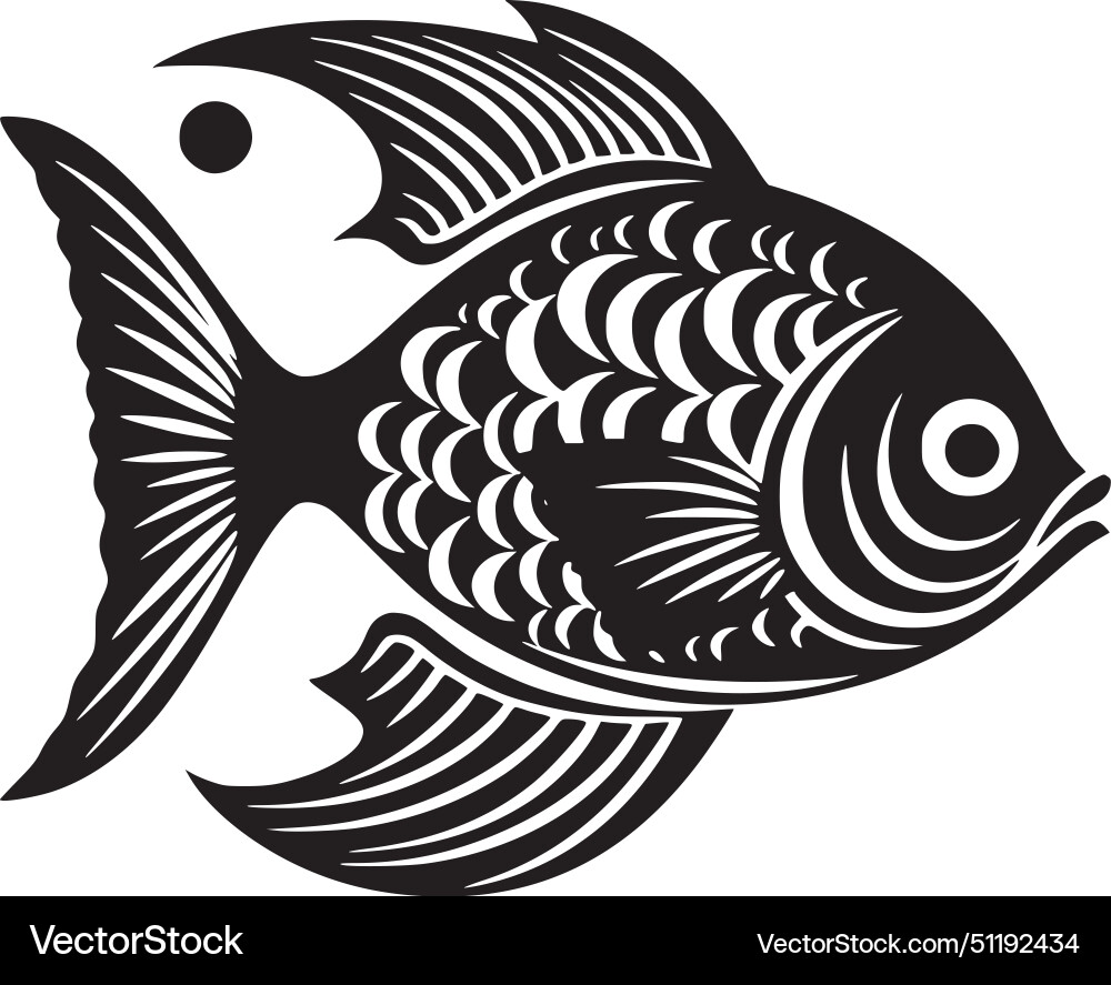 Fish - black and white Royalty Free Vector Image