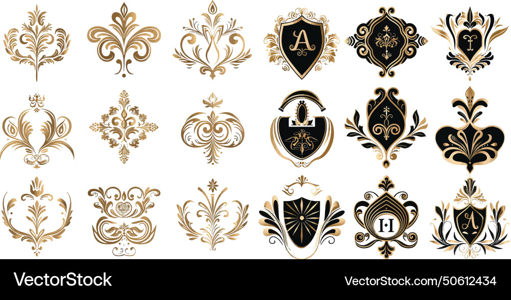 Luxury vintage logo set frame ornament Royalty Free Vector