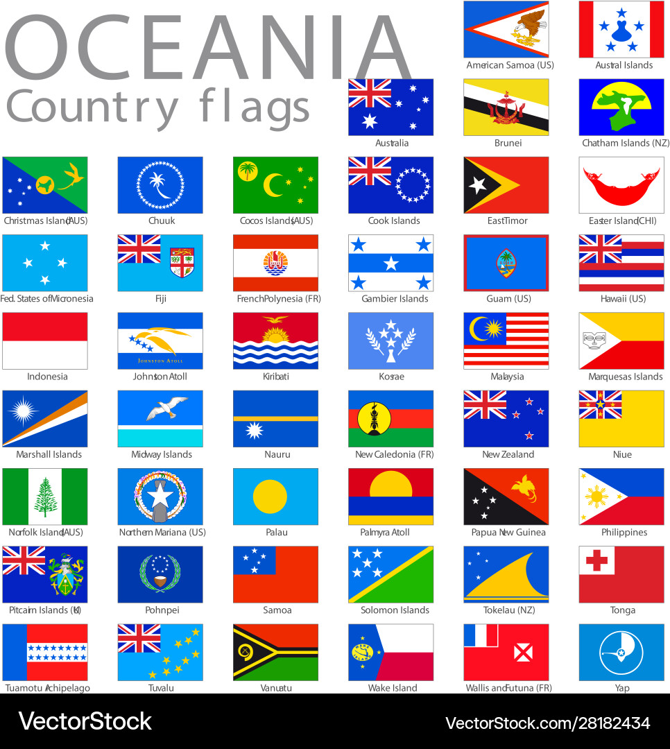 Oceanic national simple flags Royalty Free Vector Image