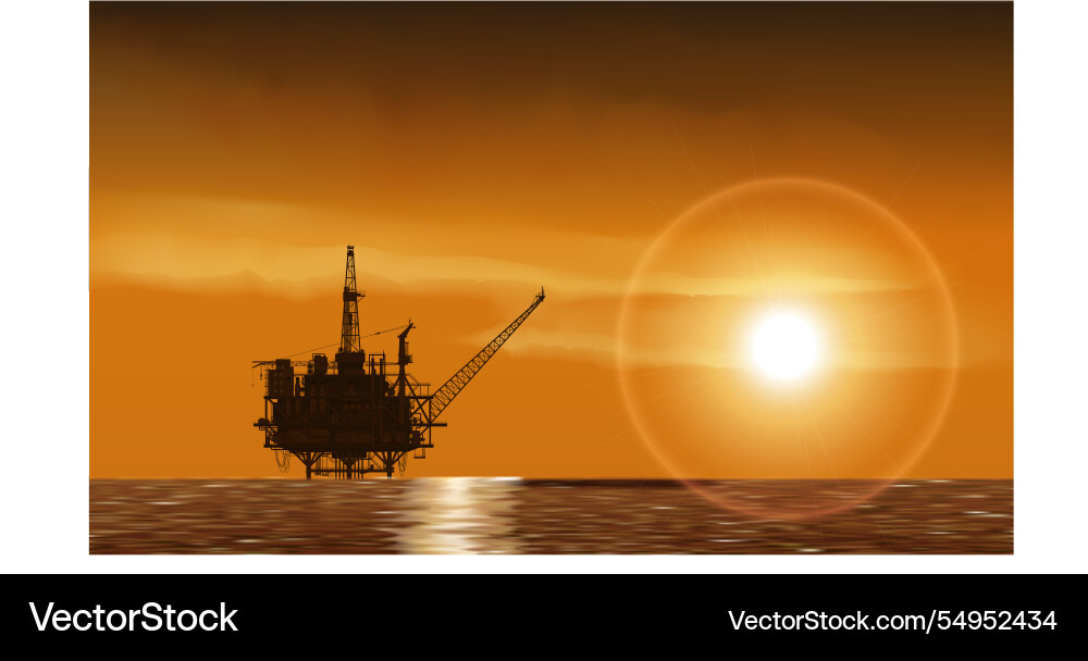 Offshore oil drilling rig platform background Vector Image