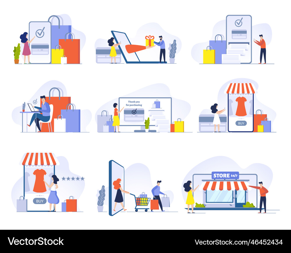 Online shopping mobile internet store Royalty Free Vector