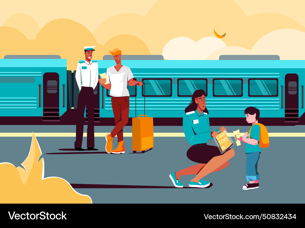 Passenger train flat Royalty Free Vector Image
