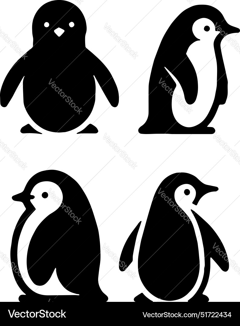 Penguin icon set Royalty Free Vector Image - VectorStock