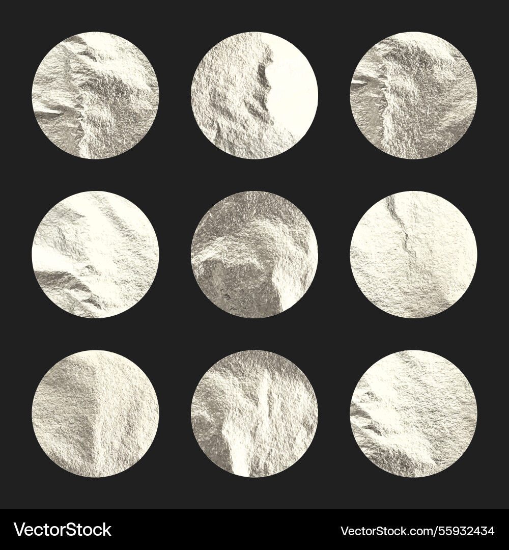 Silver foil shiny handmade circles golden Vector Image