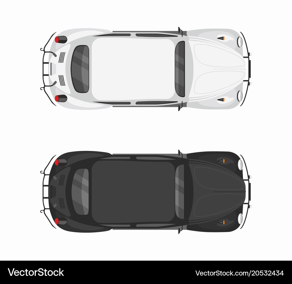 Top view two retro cars Royalty Free Vector Image