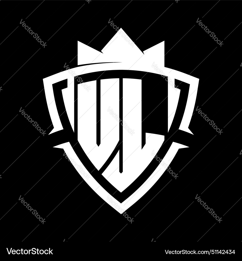 Vl letter monogram with triangle curve shield Vector Image