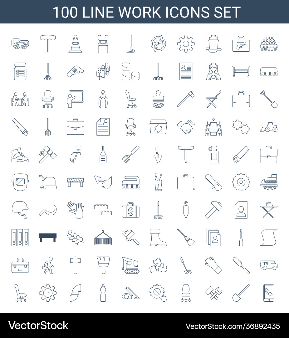 100 work icons (36892435) – Free Vector | VectorStock