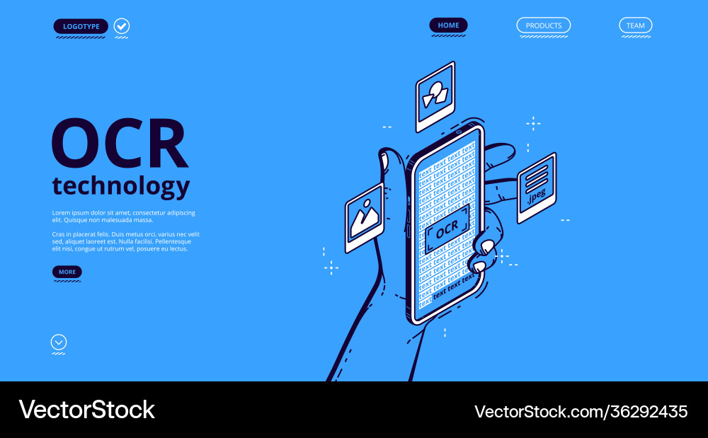 Banner ocr technology Royalty Free Vector Image
