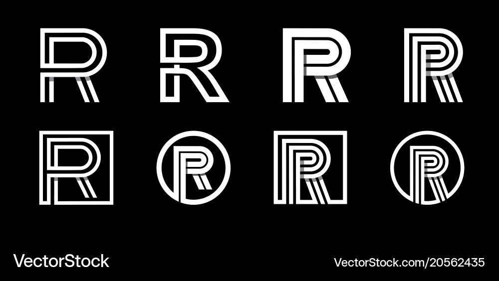 Capital letter r modern set for monograms logos Vector Image
