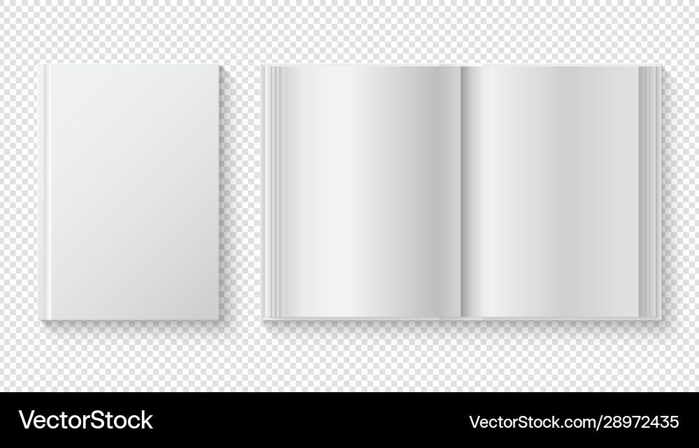 Closed and opened book white cover template Vector Image
