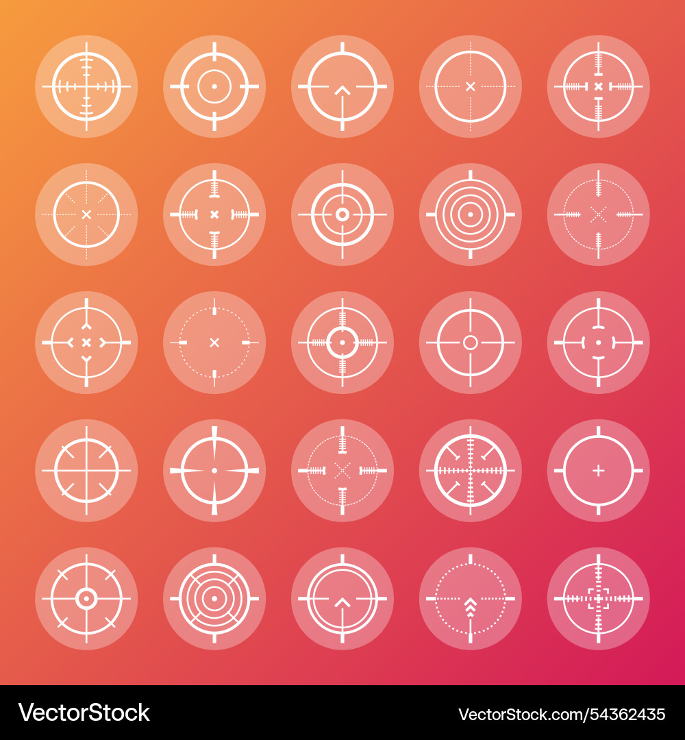 Colorful sniper rifle sights weapon optical scope Vector Image