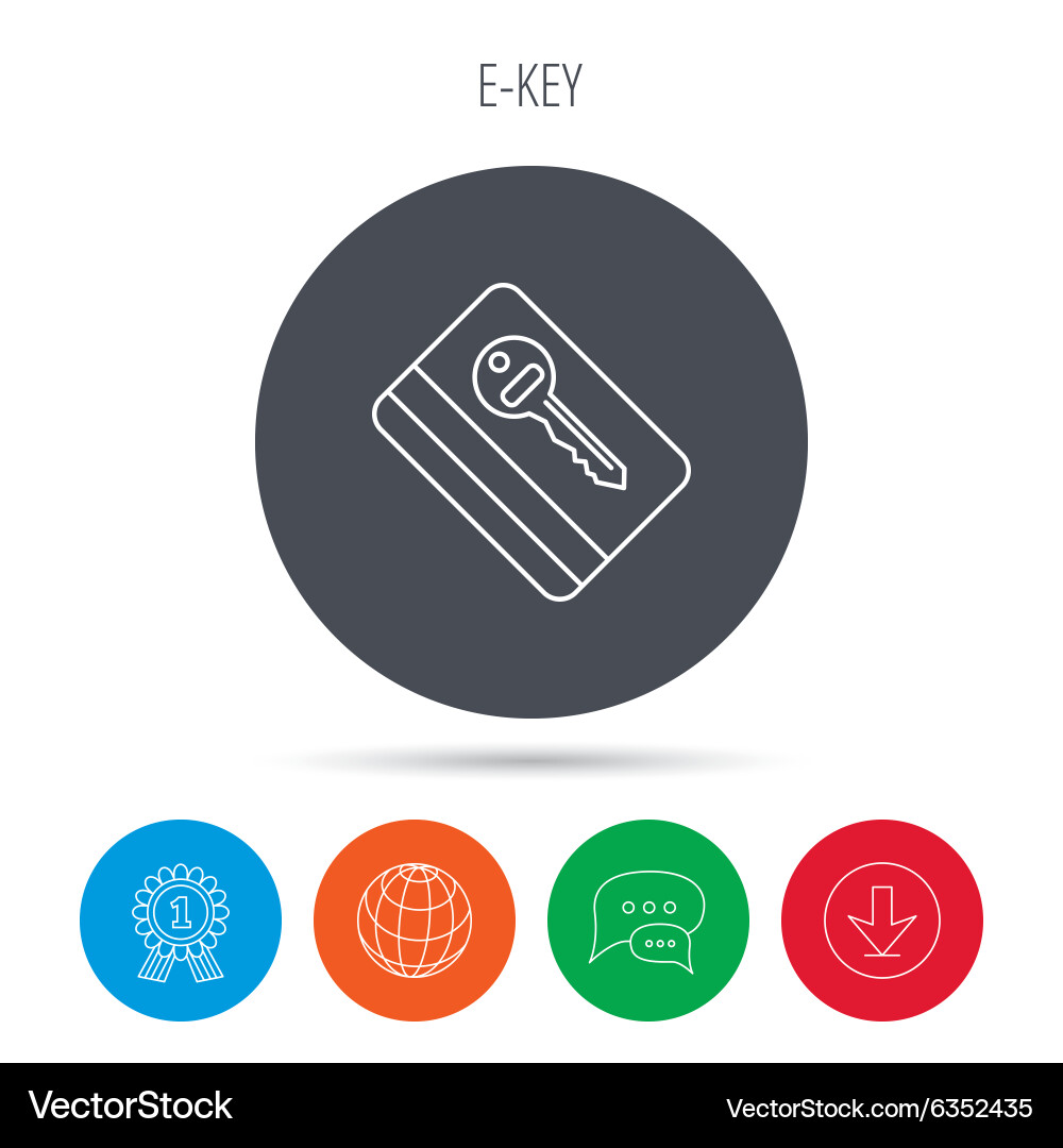 Electronic key icon hotel room card sign Vector Image