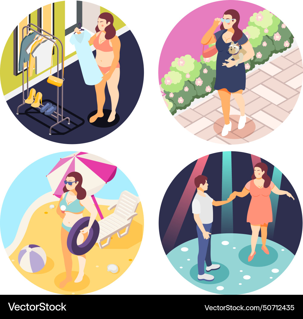 Large size people isometric concept Royalty Free Vector