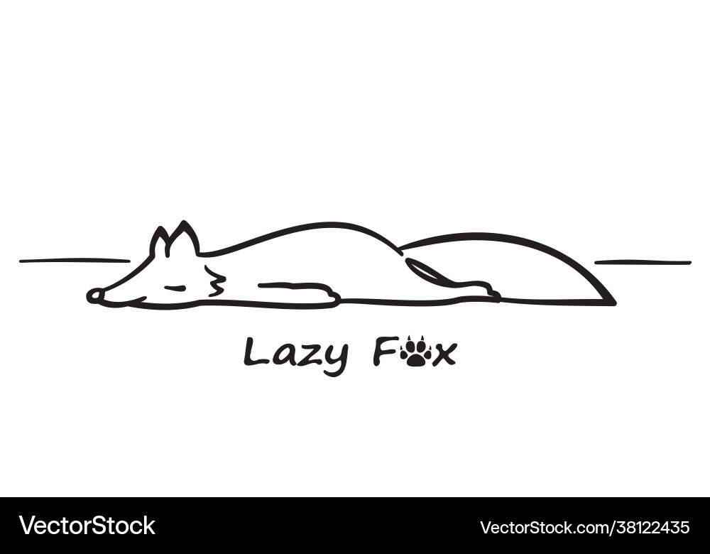 Lazy fox sleeping cartoon sketch Royalty Free Vector Image