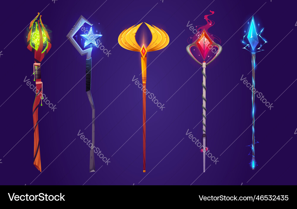 Magic staff wizard game fantasy stick Royalty Free Vector