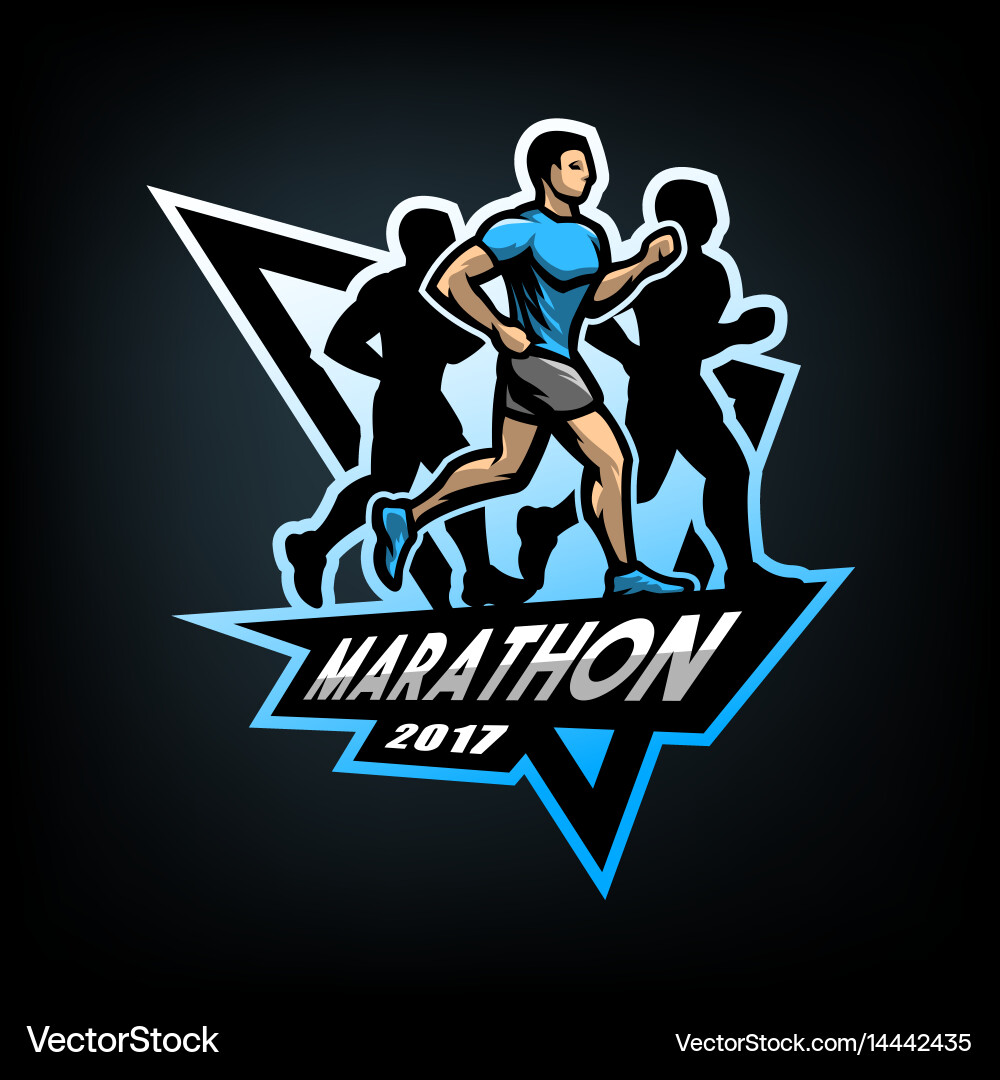 Running marathon emblem Royalty Free Vector Image