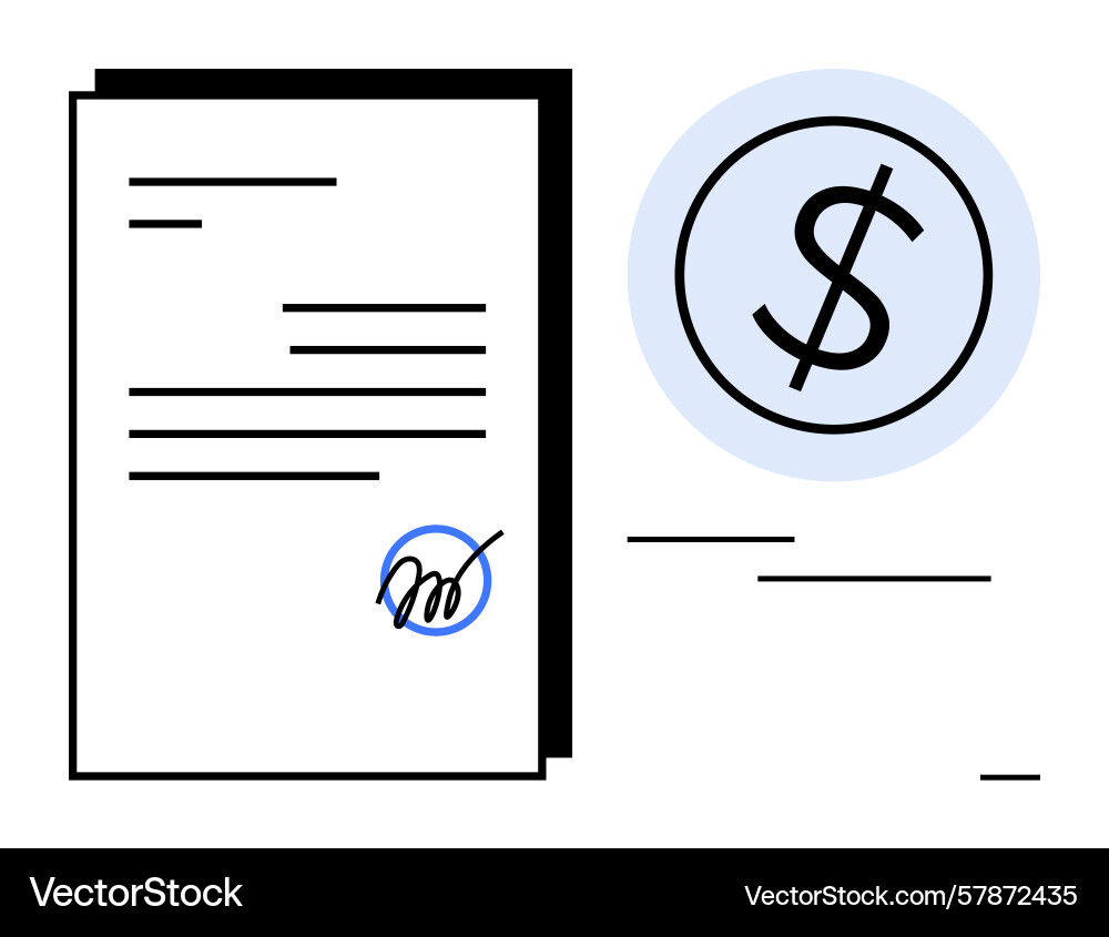 Signed contract document with dollar icon Vector Image