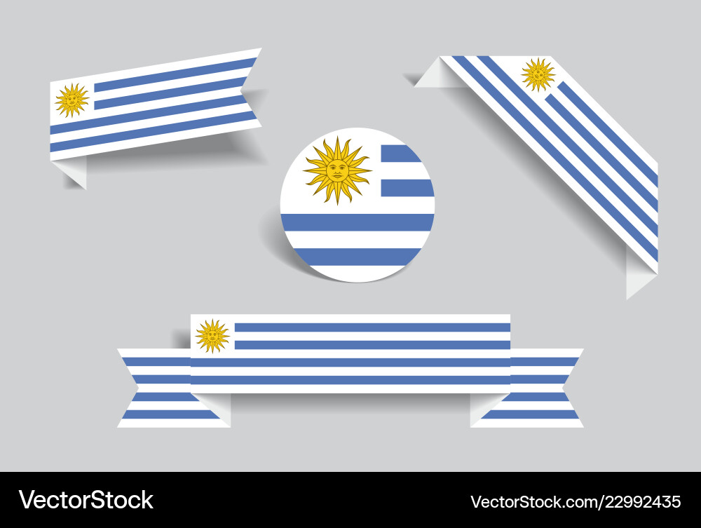 Uruguayan flag stickers and labels Royalty Free Vector Image