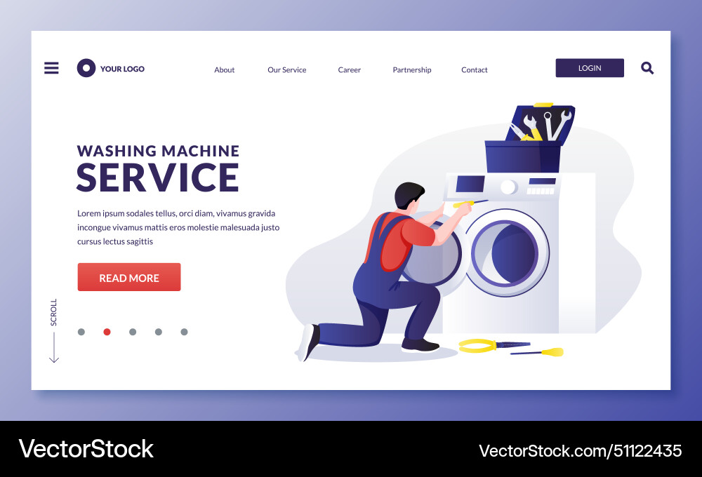 Washing machine repair service mechanic worker Vector Image