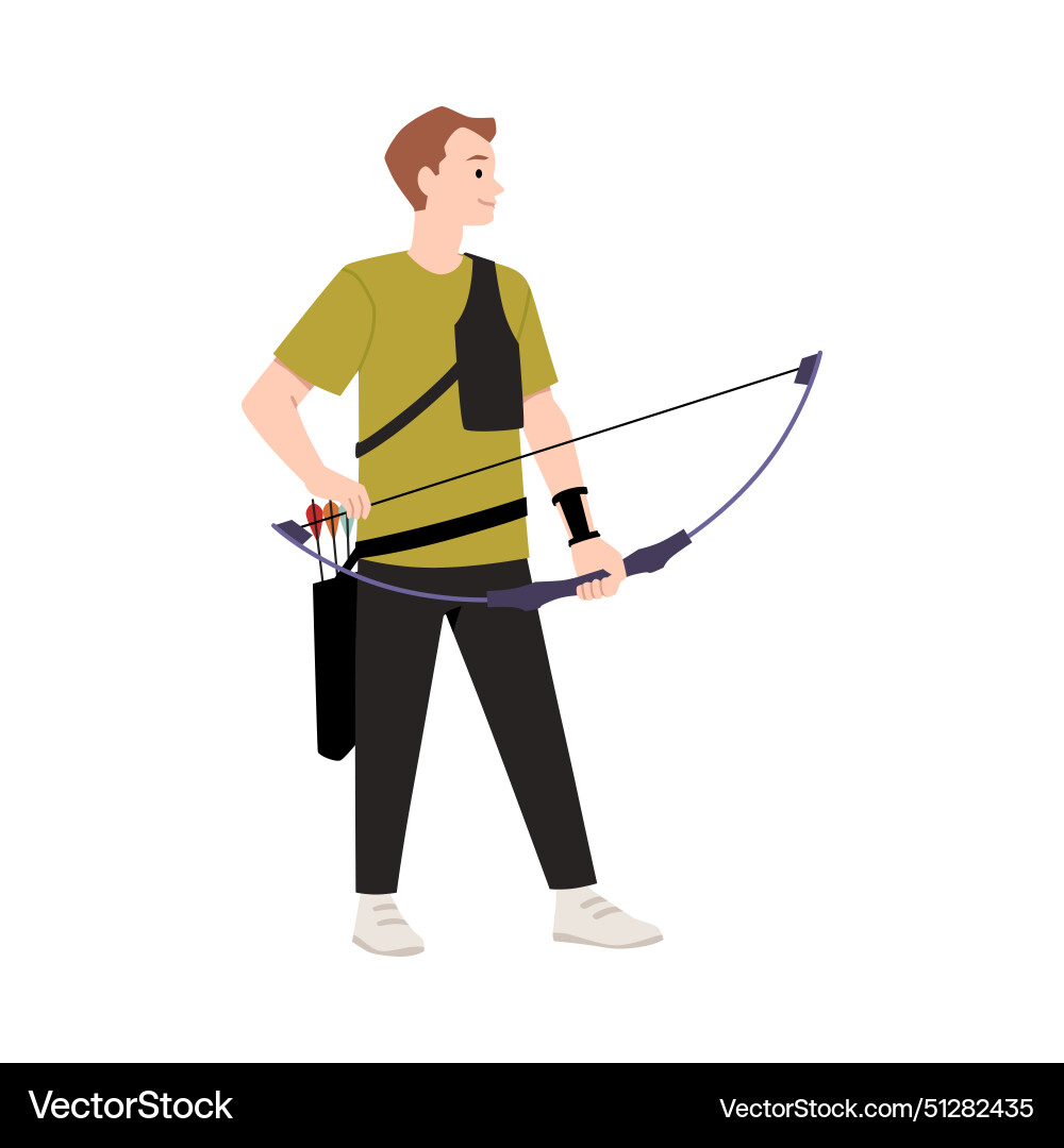 Young professional archer man with bow and arrow Vector Image