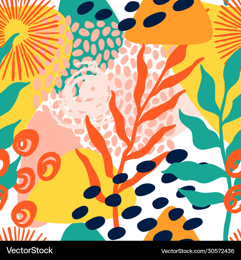 Abstract tropical pattern with geometrical Vector Image