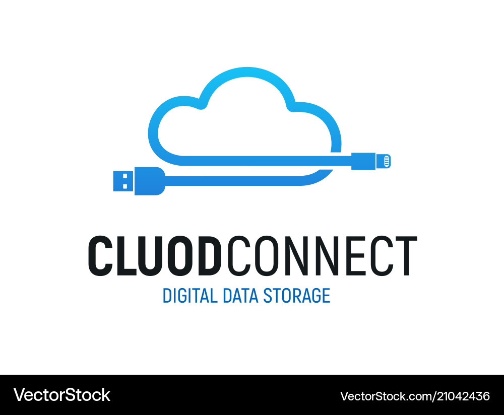 Cloud Data Storage Logo - Blue Royalty Free Vector Image