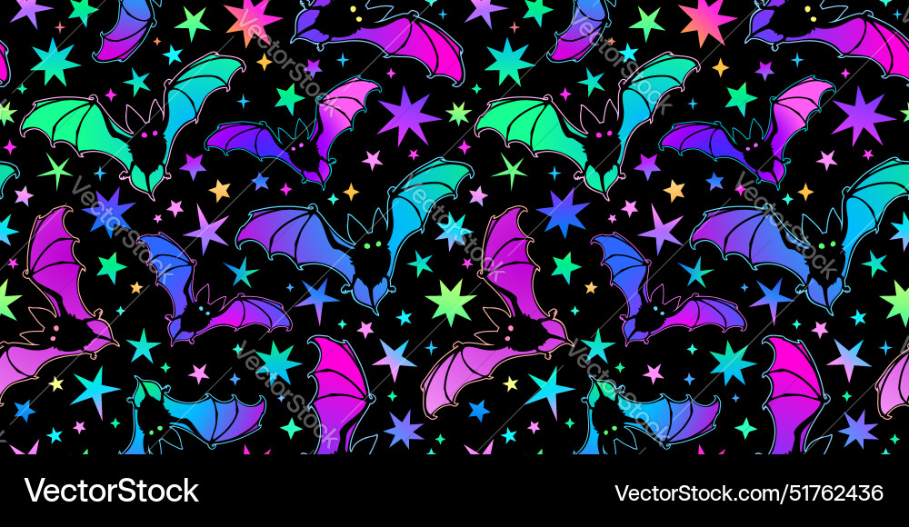Colorful Flying Bats Seamless Pattern Royalty Free Vector