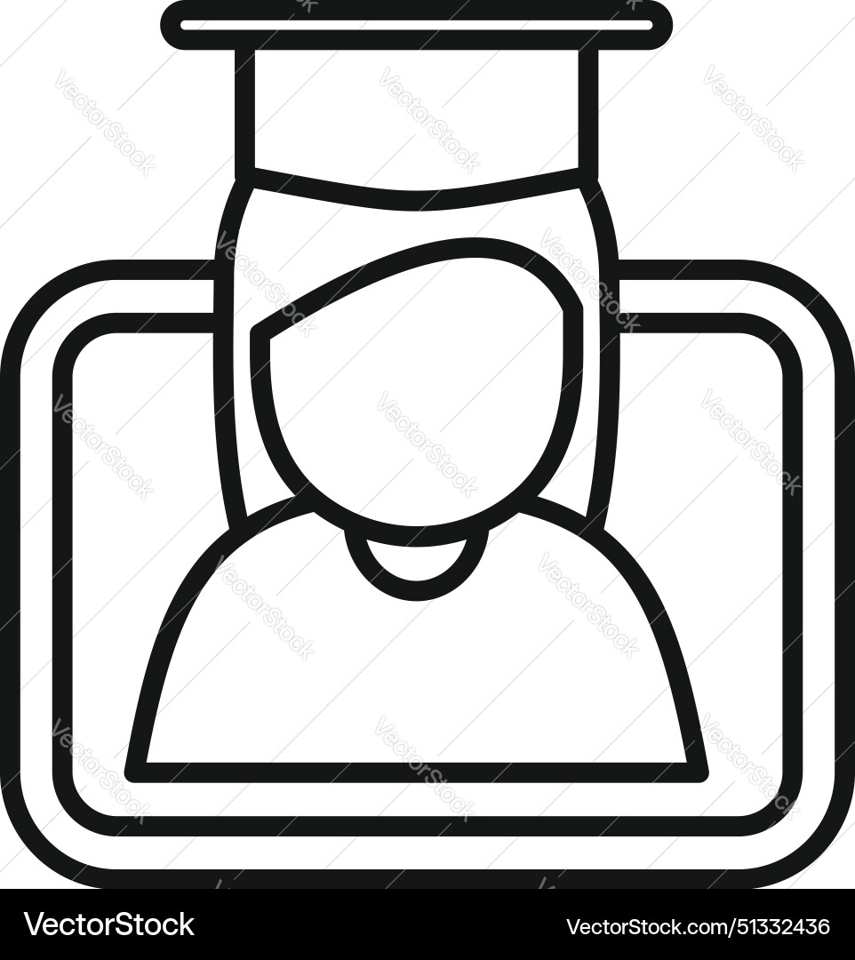 Graduate student icon black outline Royalty Free Vector