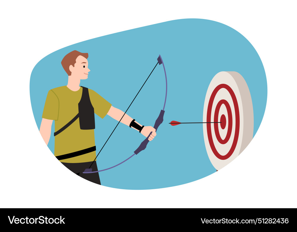 Young professional archer man hit the target Vector Image