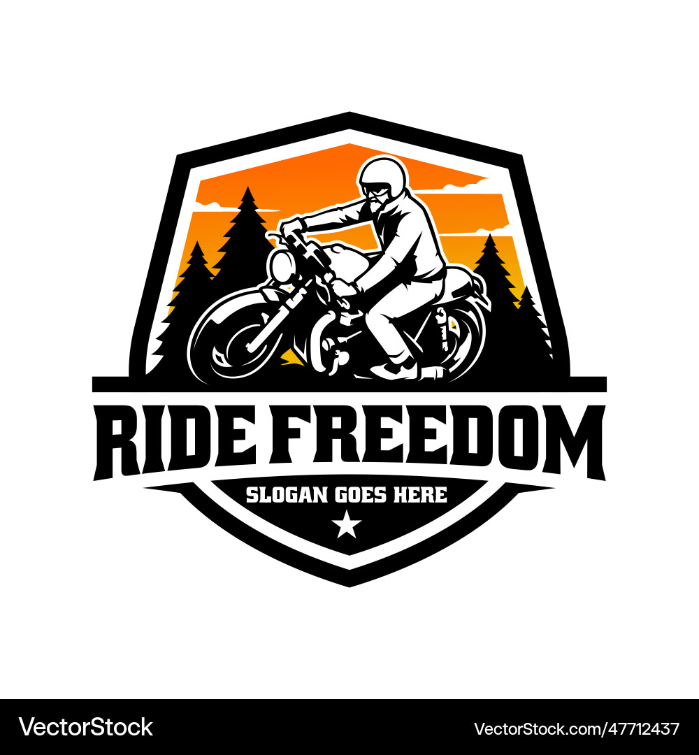 Biker riding motorcycle logo Royalty Free Vector Image