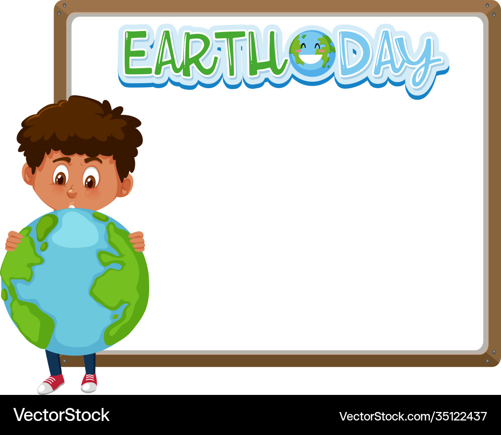 Border frame template with earth day theme Vector Image