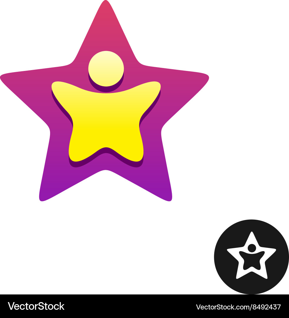 Man silhouette inside a star shape colorful logo Vector Image