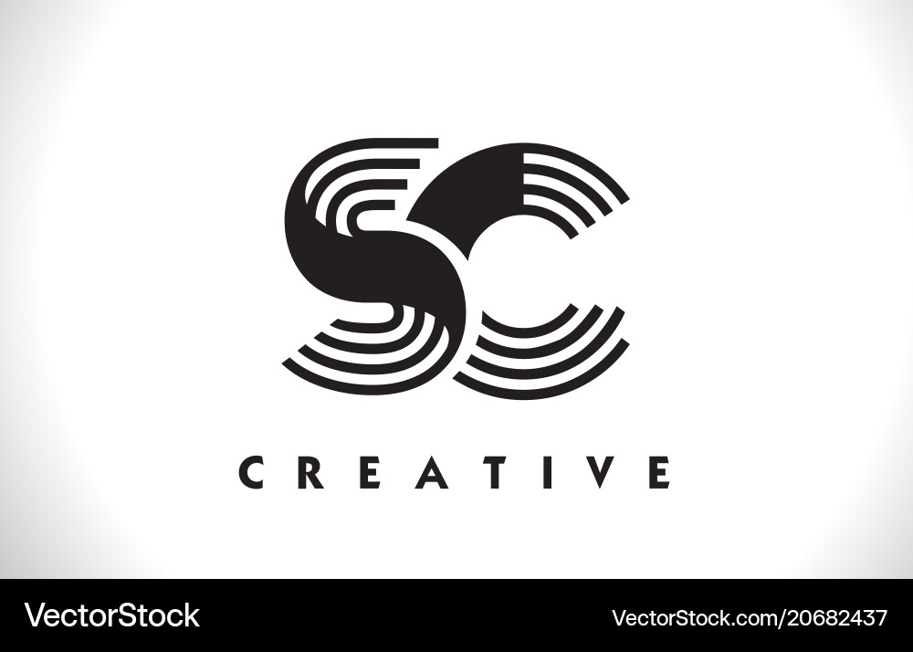 Sc logo letter with black lines design line Vector Image