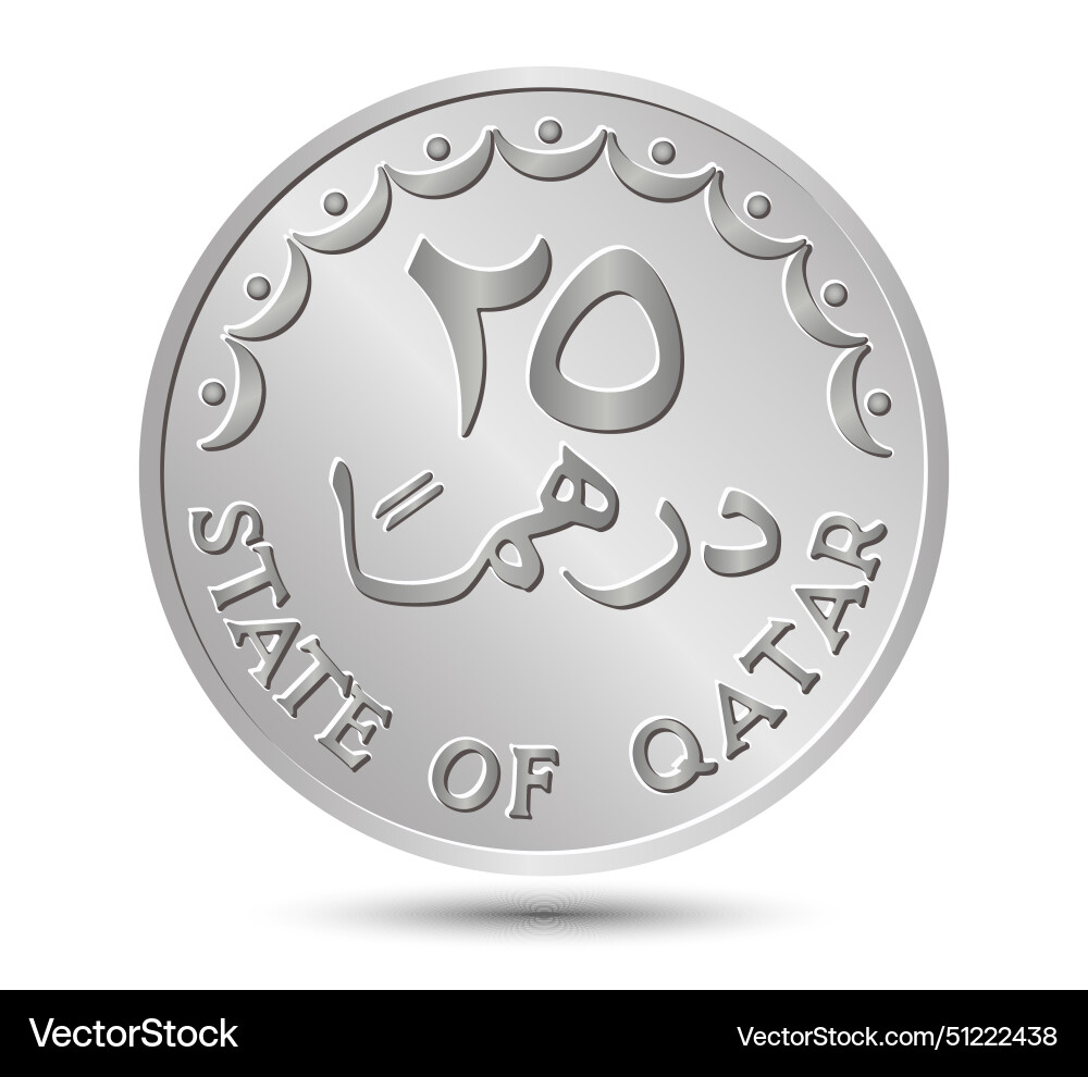 25 dirhams coin of qatar Royalty Free Vector Image