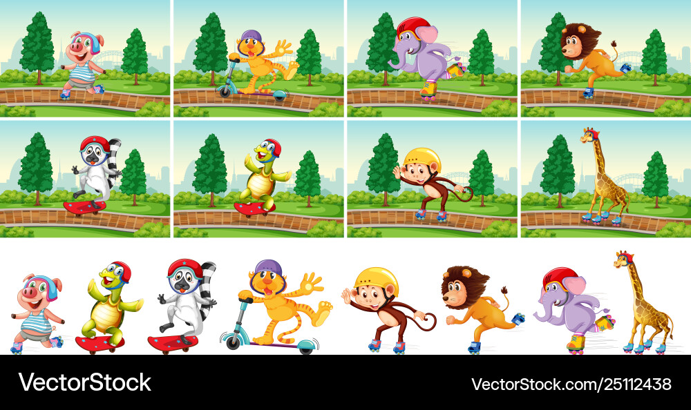 Animal playing in park Royalty Free Vector Image