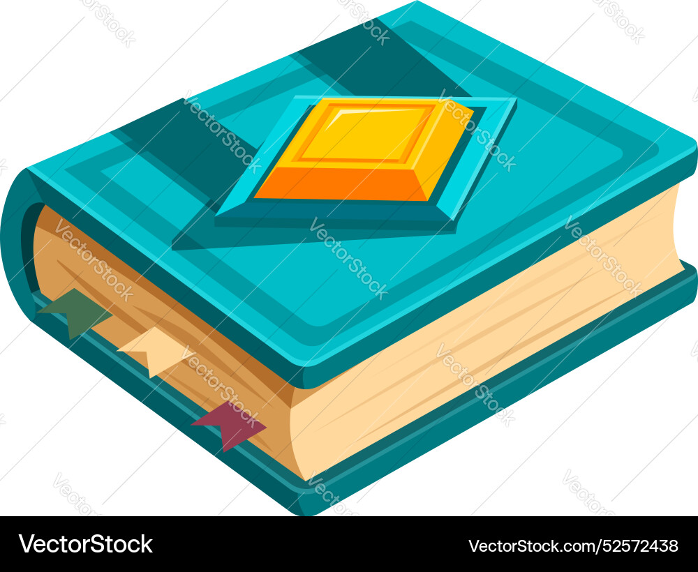 Closed blue book with golden clasp lying on white Vector Image