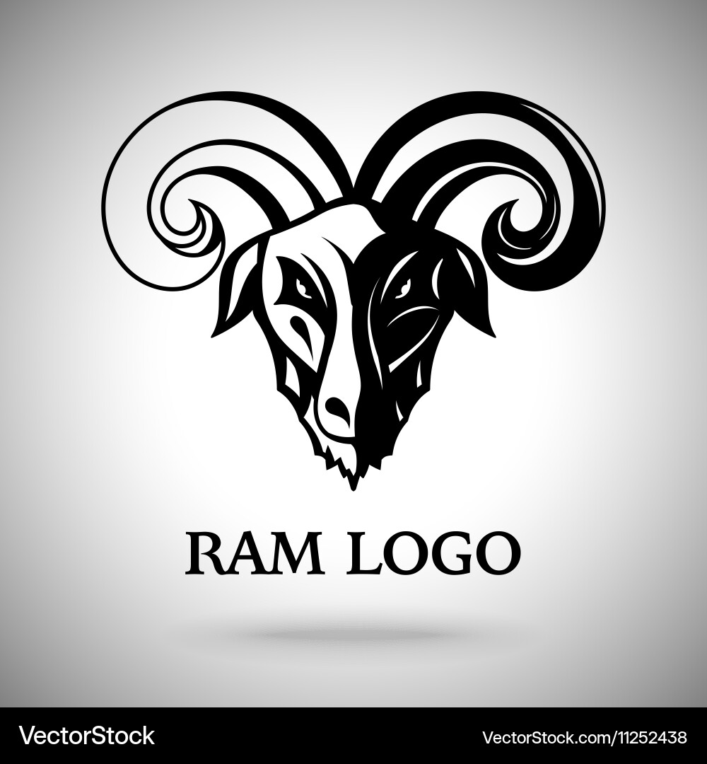 Dark ram goat head with horns template Royalty Free Vector