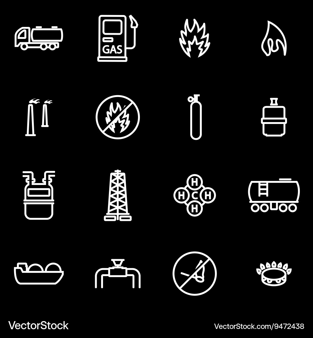 Line natural gas icon set Royalty Free Vector Image