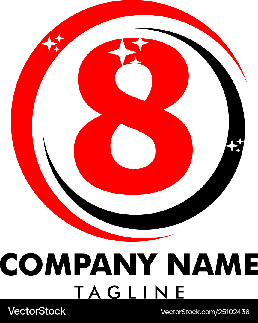Number eight logo 8 template Royalty Free Vector Image